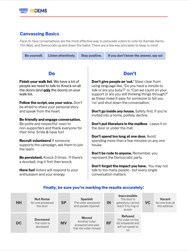 Canvassing 101 – Allies for Democracy